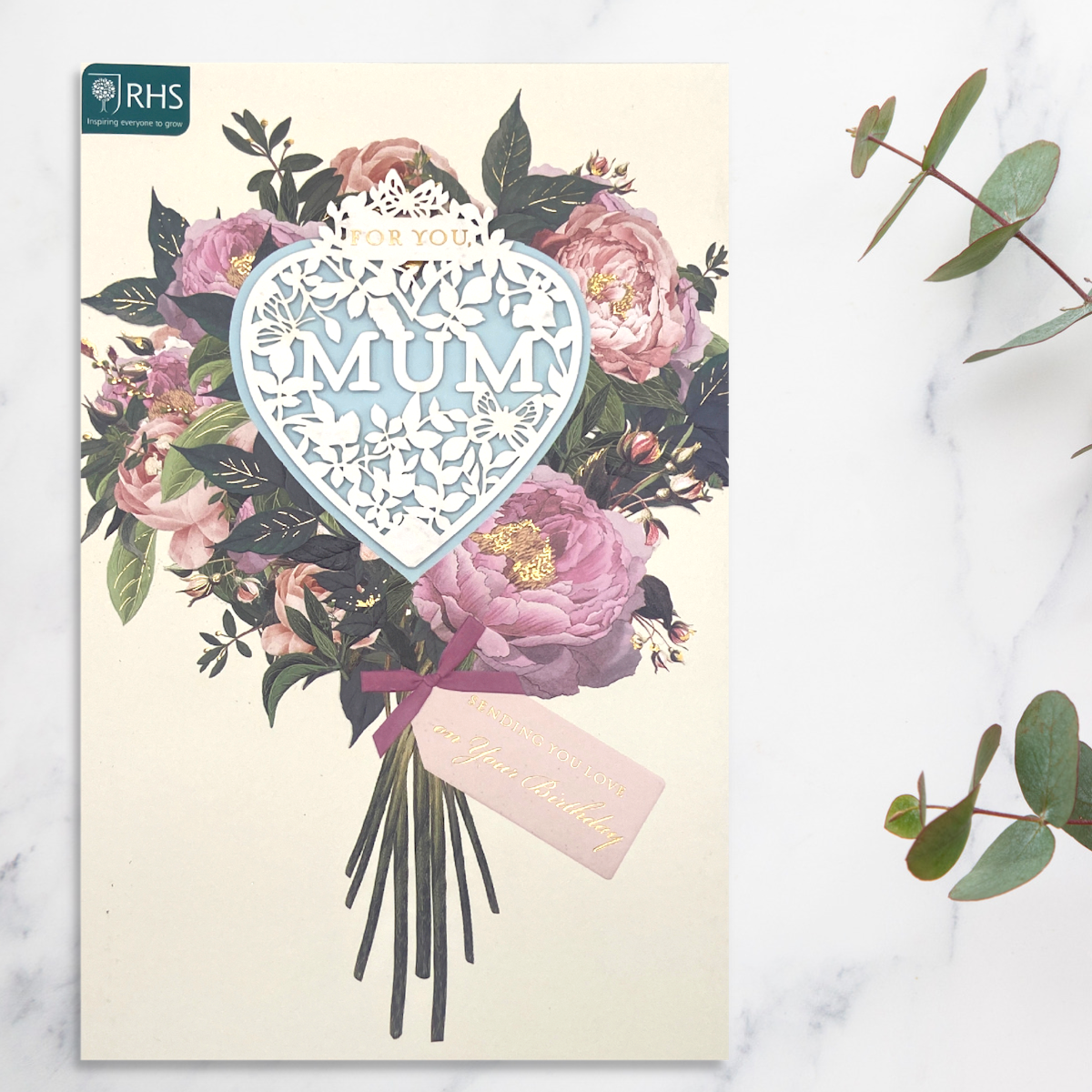 Mum Birthday Card - RHS Lace Heart Large – The Celebration Store