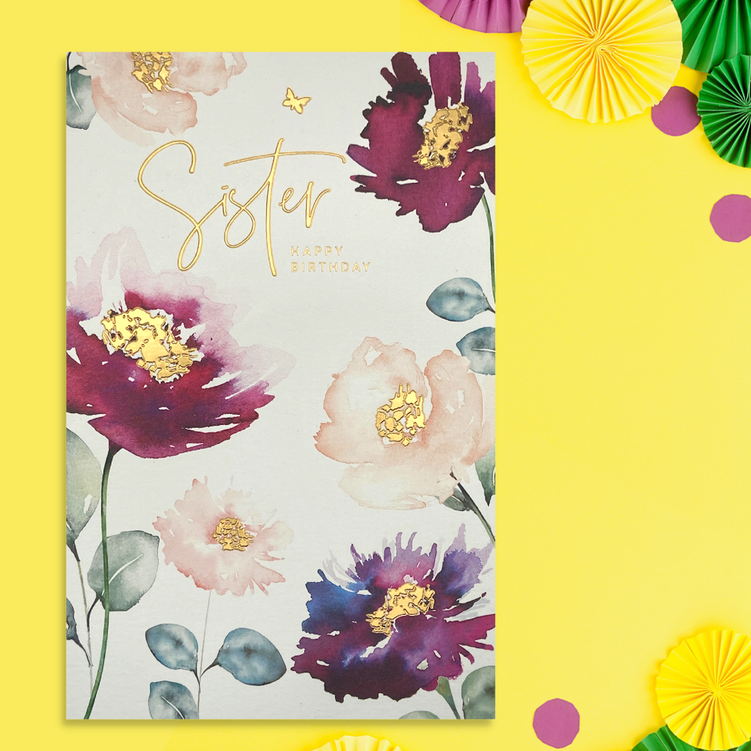 Sister Birthday Card - Beautiful Flowers Large – The Celebration Store
