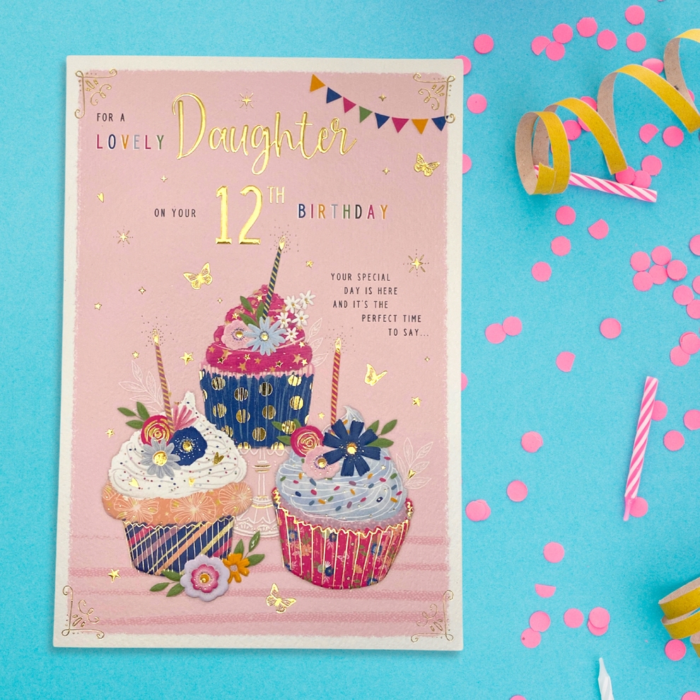 Daughter 12th Birthday Card - Cupcakes – The Celebration Store