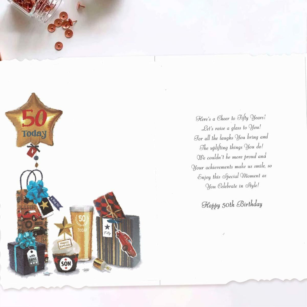 Son 50th Birthday Card - Velvet Beers & Cheers – The Celebration Store